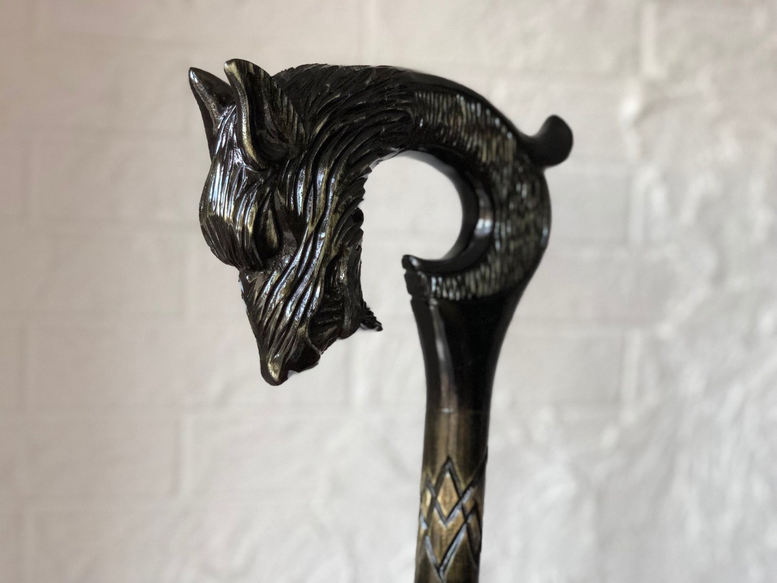 Walking Cane Wolf Black Walking Cane Wolf Canes and Walking - Etsy