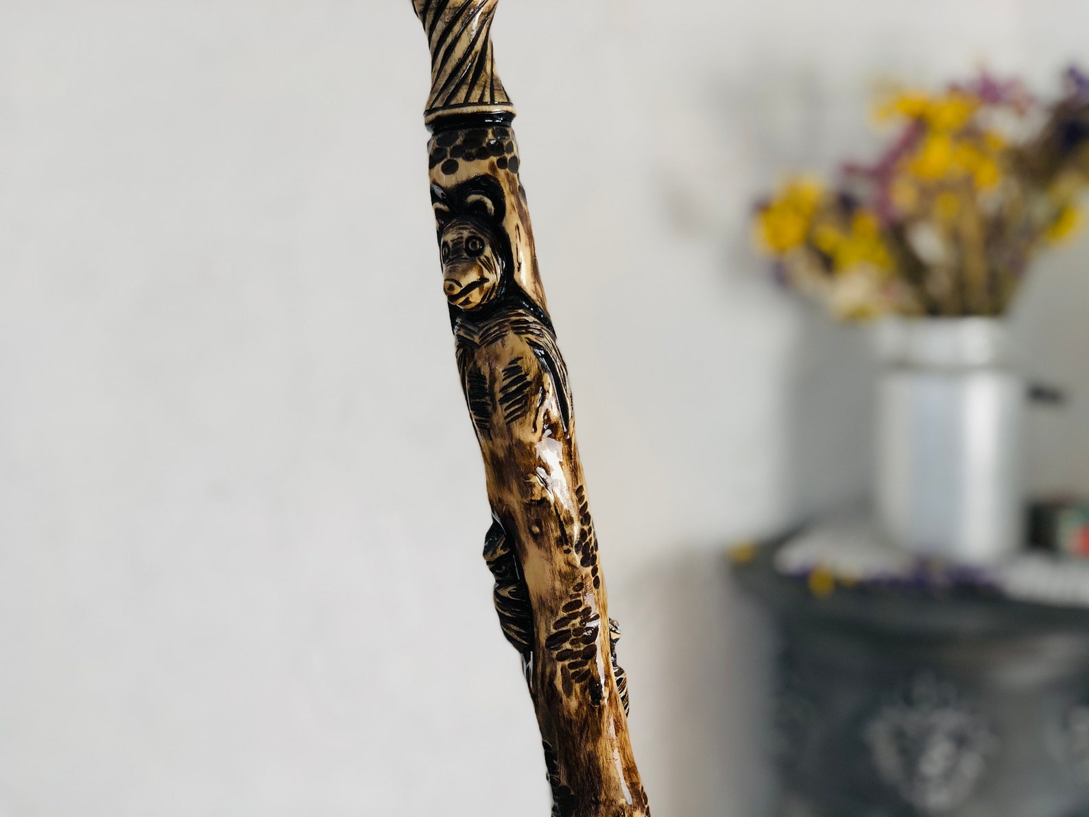 Wizard Staff Carved Hiking Staff Magic Druid Staff Fantasy | Etsy