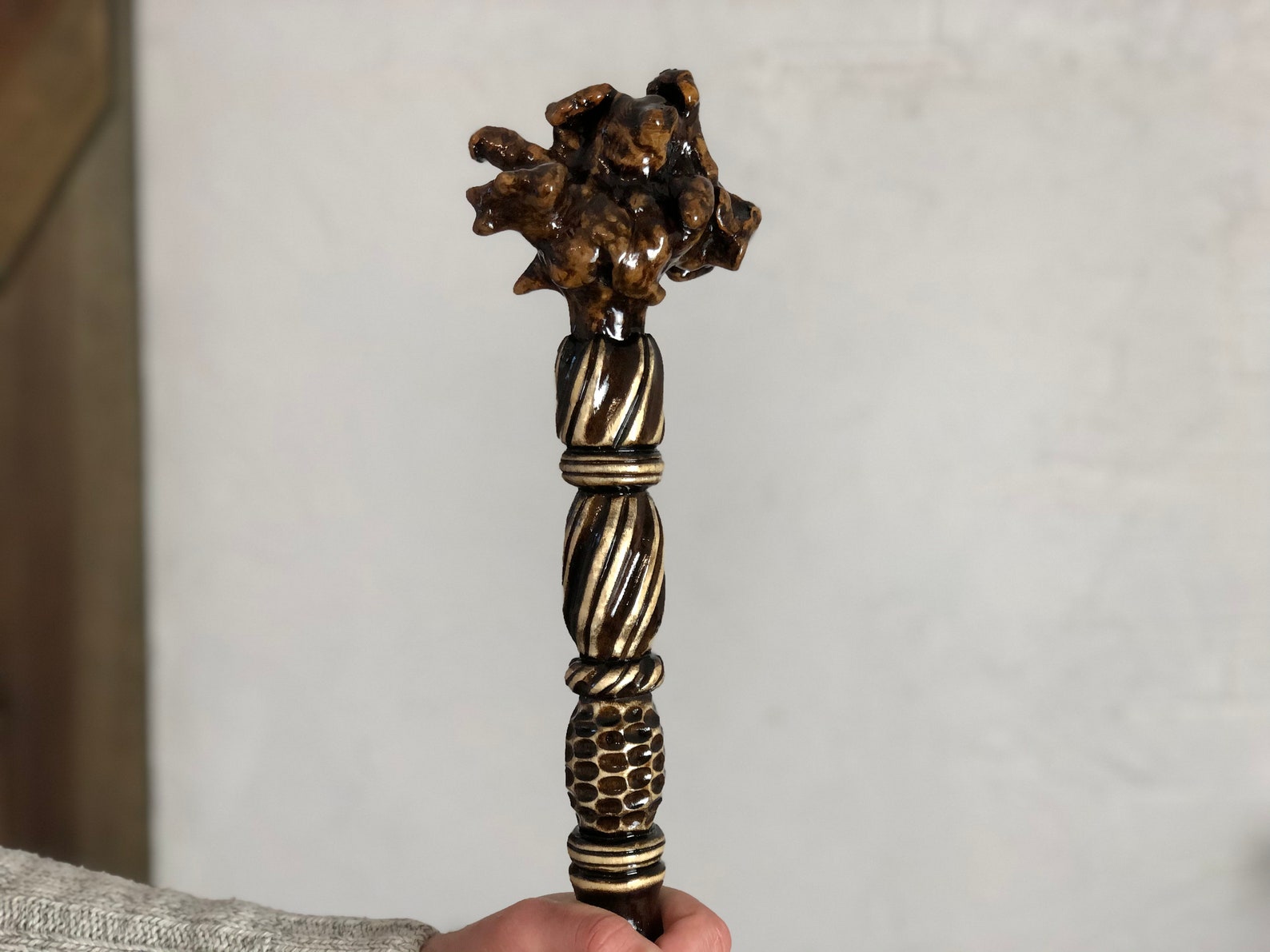 Wooden hiking staff Wizard staff Handmade mage staff Carved | Etsy