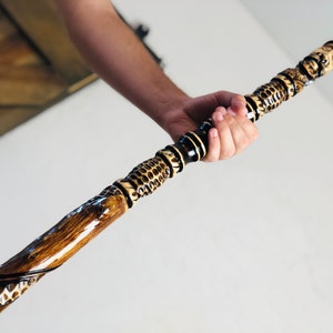 Fantasy Staff, Wood Carving Staff, Ceremonial Staff, Wood Staff, Hiking ...