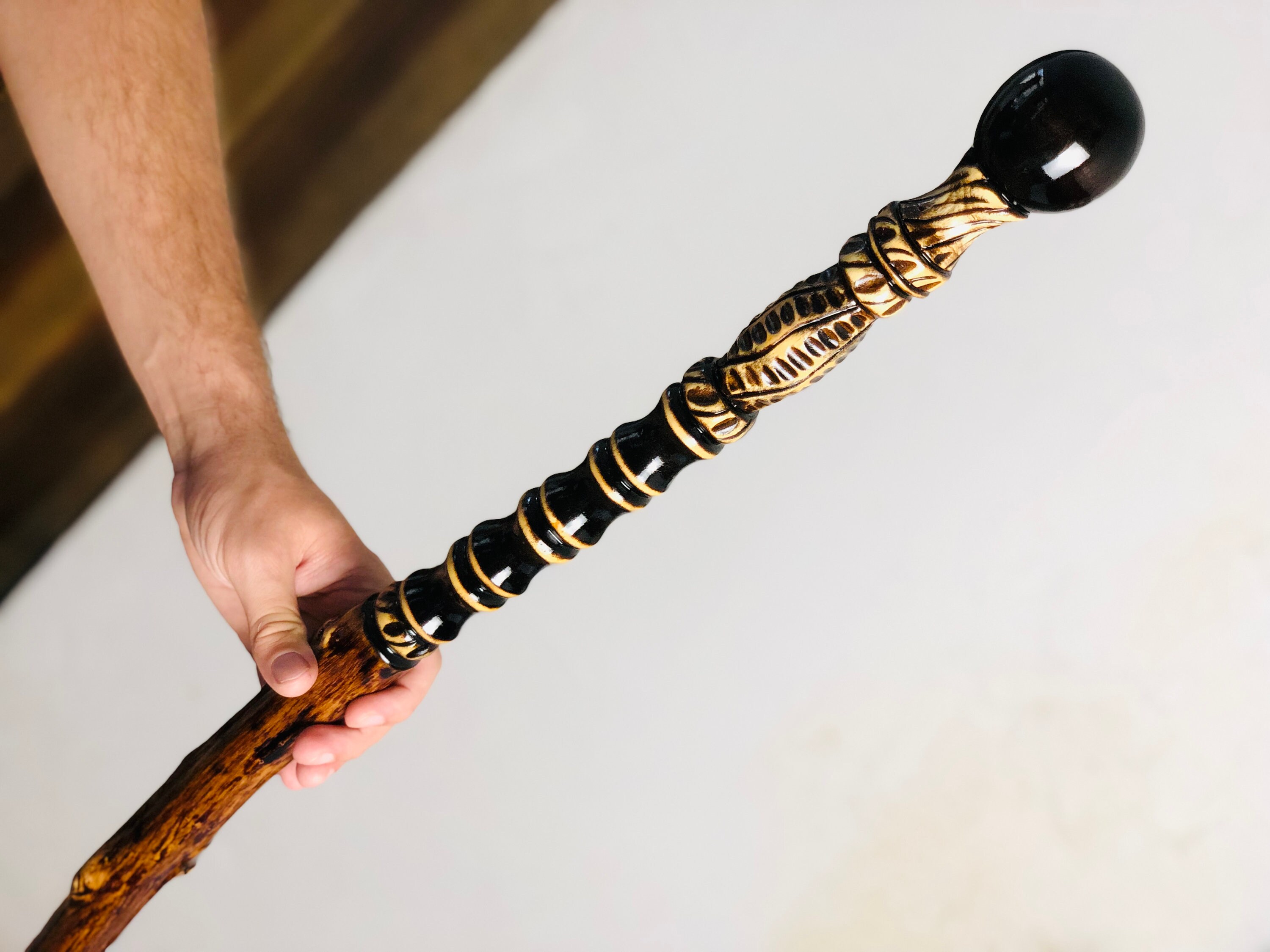 Wooden Staff Wizard Staff Rune Staff | Etsy