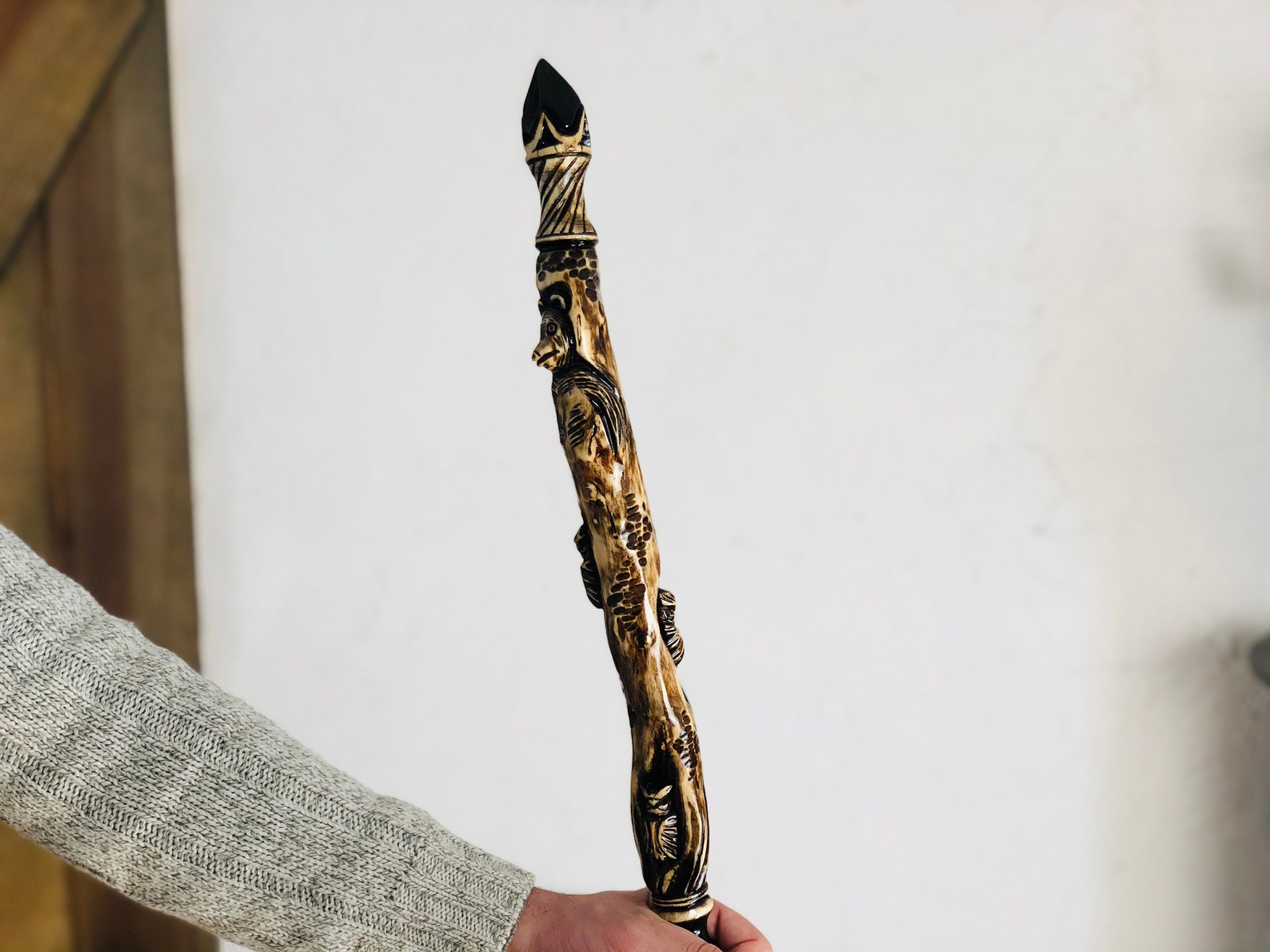 Wizard Staff Carved Hiking Staff Magic Druid Staff Fantasy | Etsy