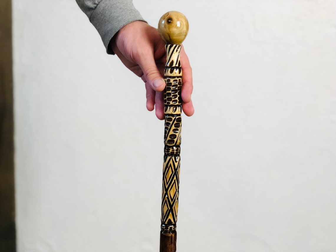 Wood Walking Stick 35 Inch Wizards Walking Sticks Mage - Etsy