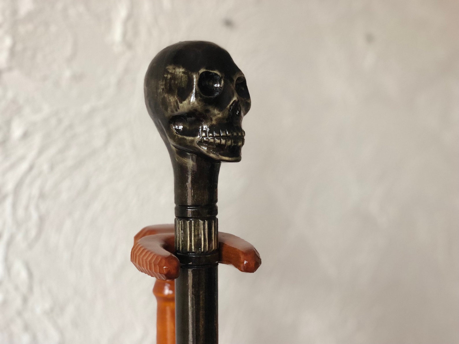 Carved Walking Cane Skull Black Walking Cane for Men Hand | Etsy