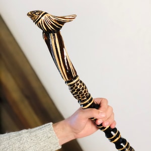Wizard Walking Stick, Wizard Staff, Wooden Hiking Staff, Larp Wizard ...