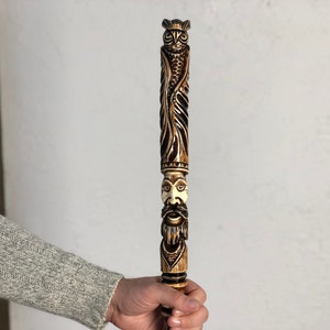 Larp Staff, Wizard Staff, Carved Wood Magic Staff - Etsy