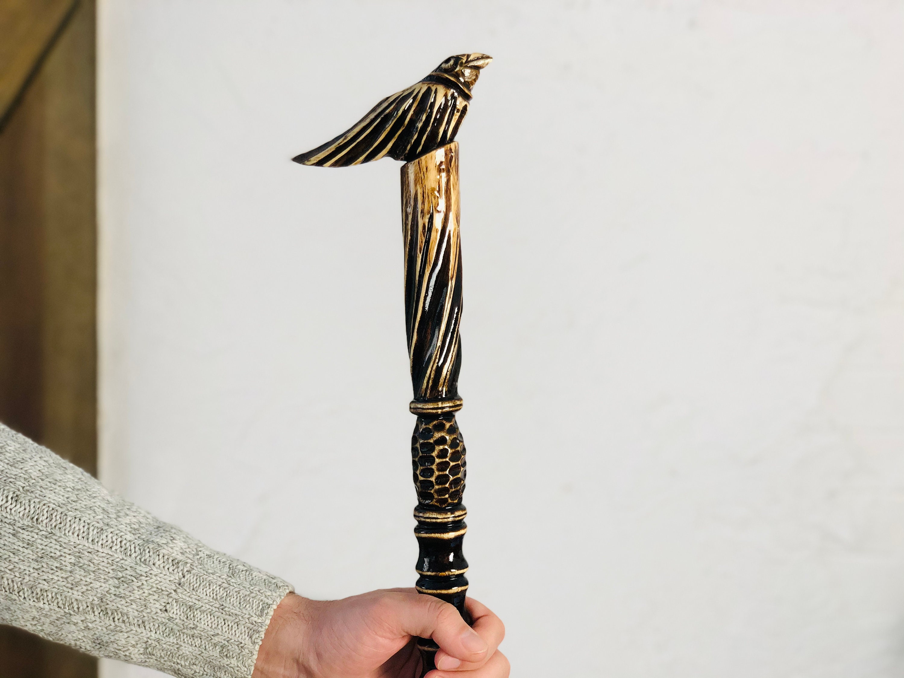 Mage staff wooden hiking stick wizard staff handmade | Etsy