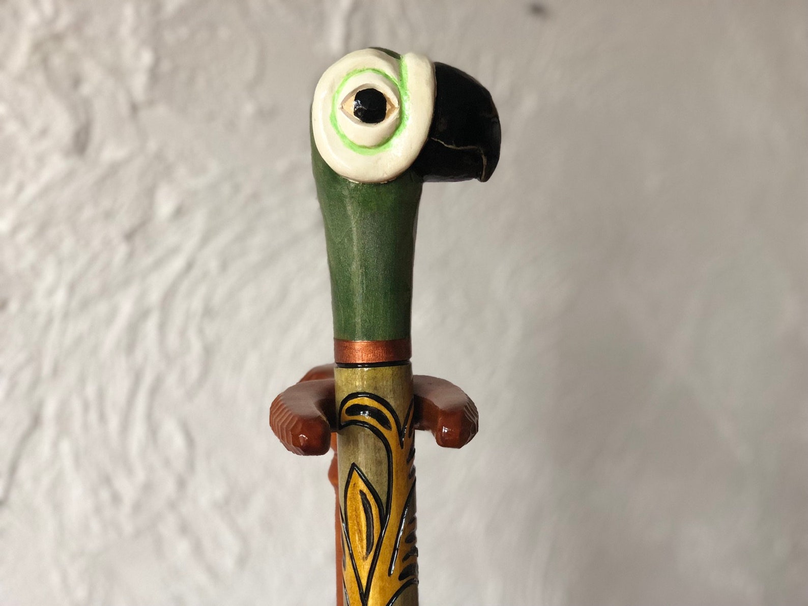 Hand Carved Walking Stick Parrot Walking Stick Parrot Carved - Etsy ...