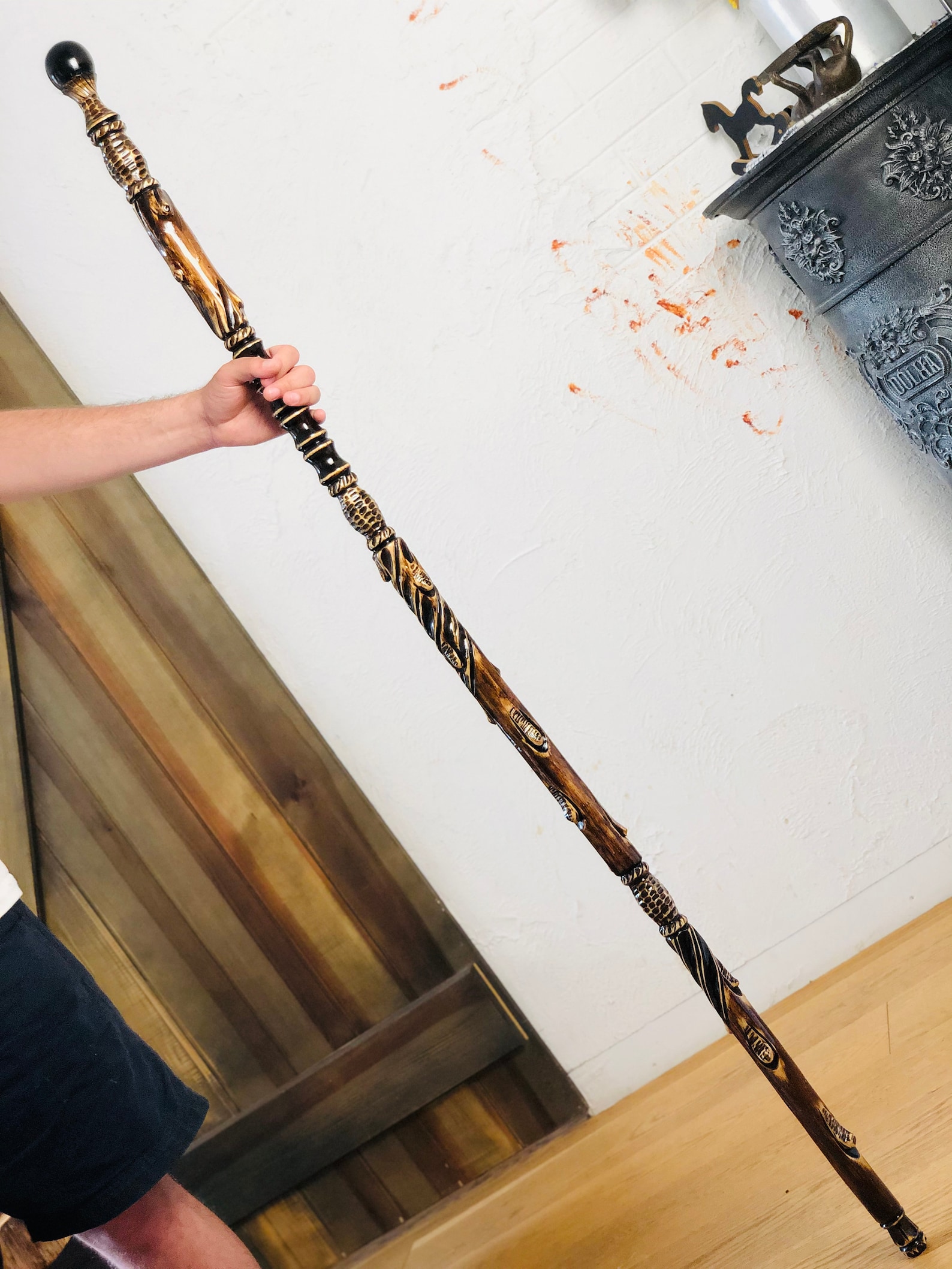 Larp staff Hiking pole Wizard staff Hiking staff Mage | Etsy