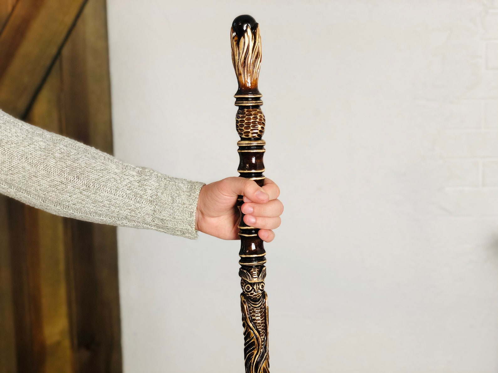 Wanderstab Magierstab Holzwanderstab Zaubererstab - Etsy.de