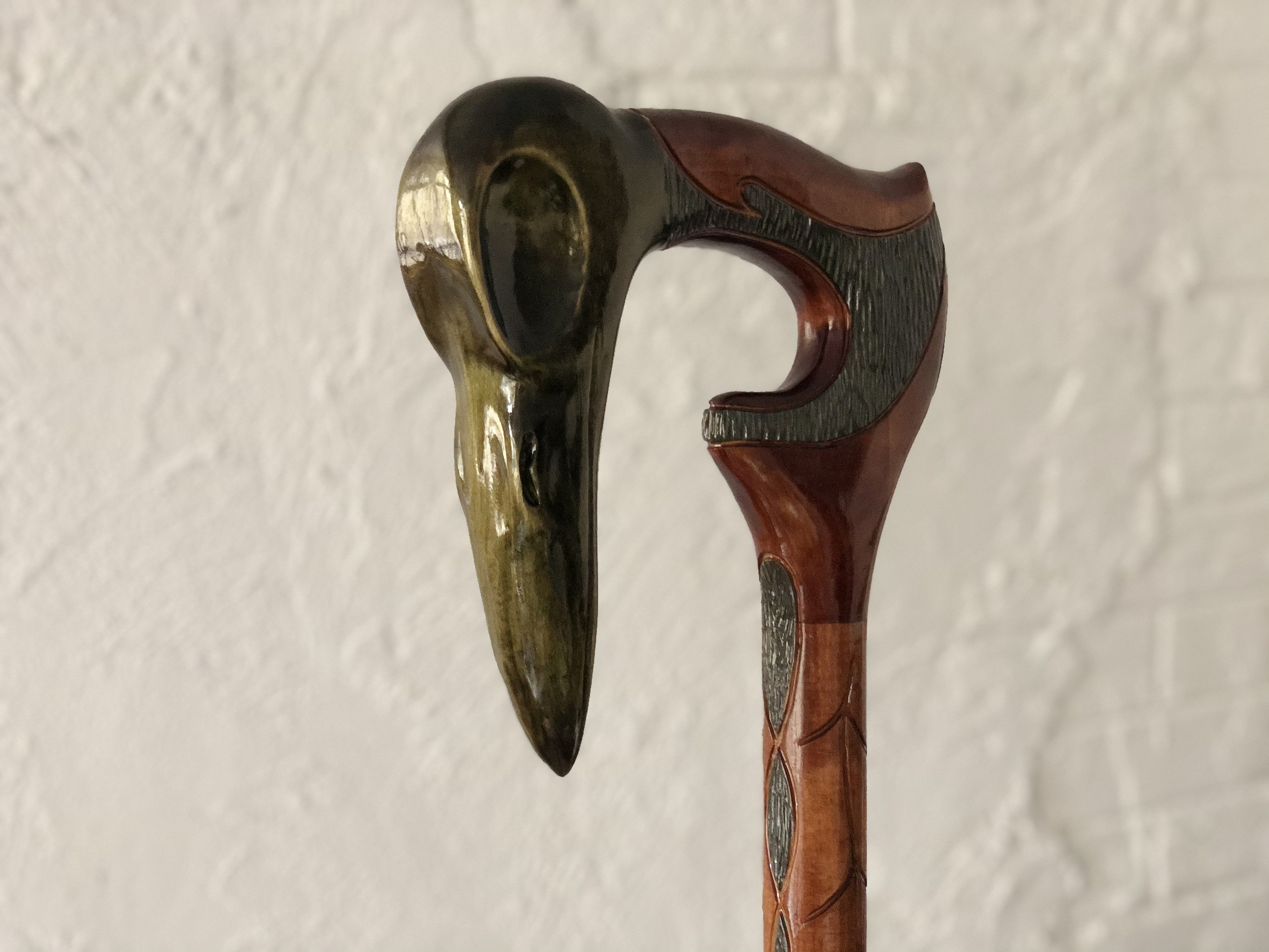 Raven Skull Walking Cane: Hand Carved Gothic Wood Stick - Etsy