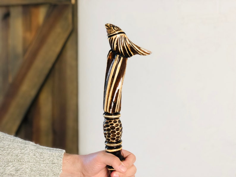 Wizard Walking Stick Wizard Staff Wooden Hiking Staff Larp | Etsy