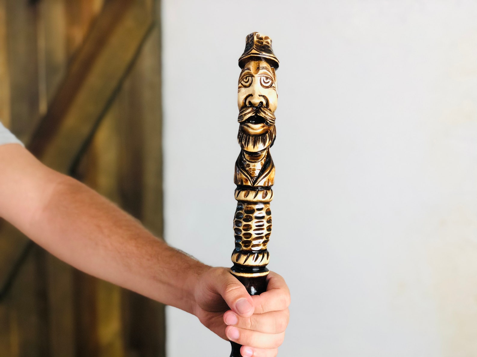 Fantasy Staff Wood Carving Staff Ceremonial Staff Wood - Etsy