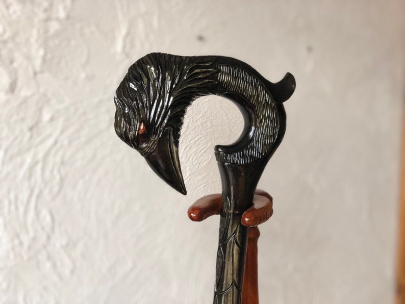 Raven Walking Cane Raven Black Walking Stick Raven Walking | Etsy