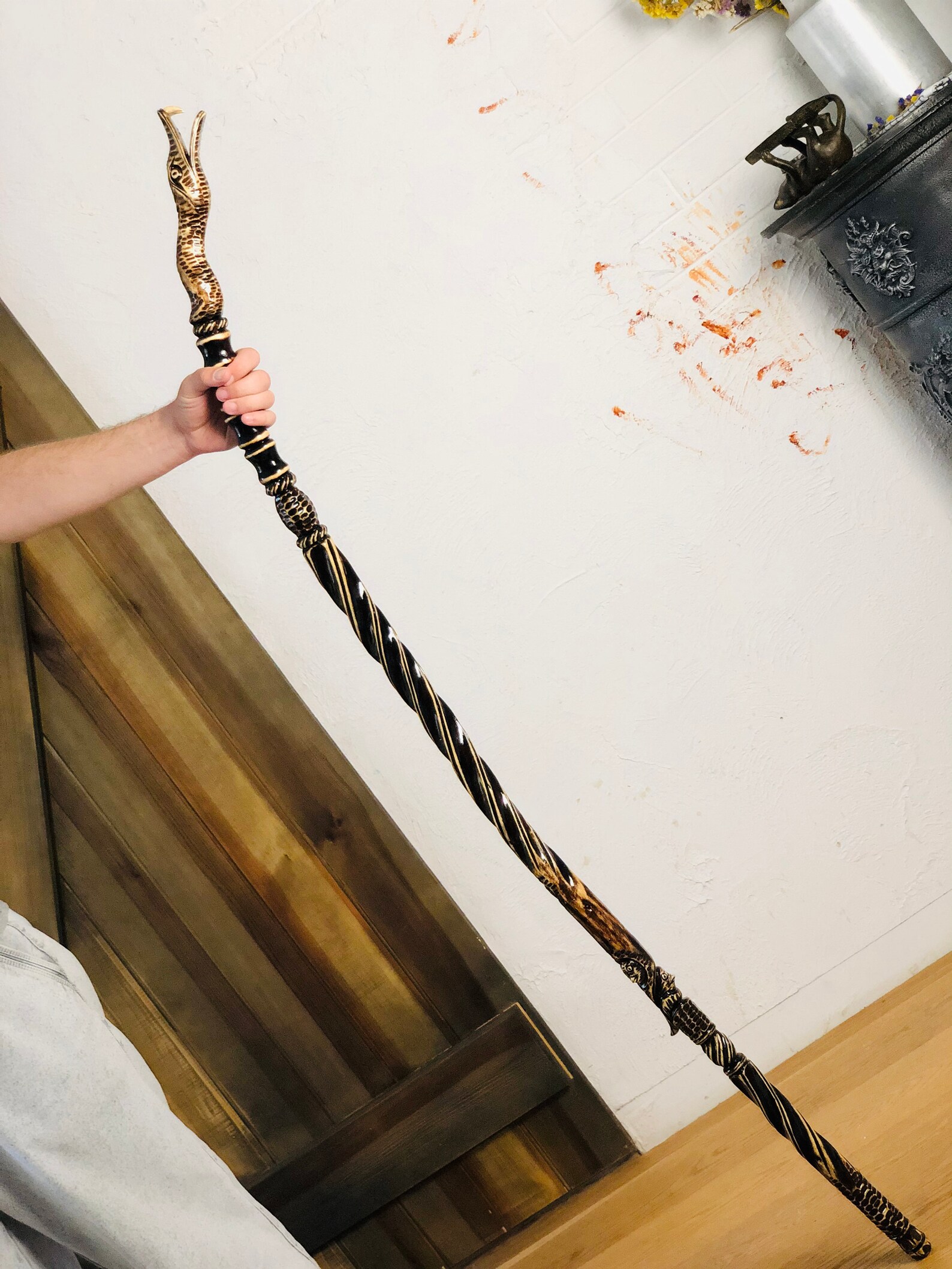 Wizard walking stick Wizard staff Wooden hiking staff Larp | Etsy