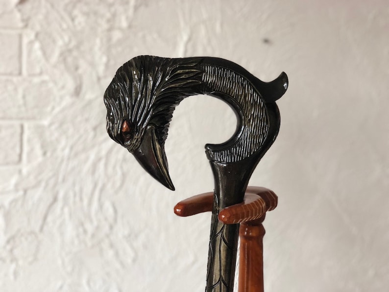 Raven Walking Cane Raven Black Walking Stick Raven Walking | Etsy
