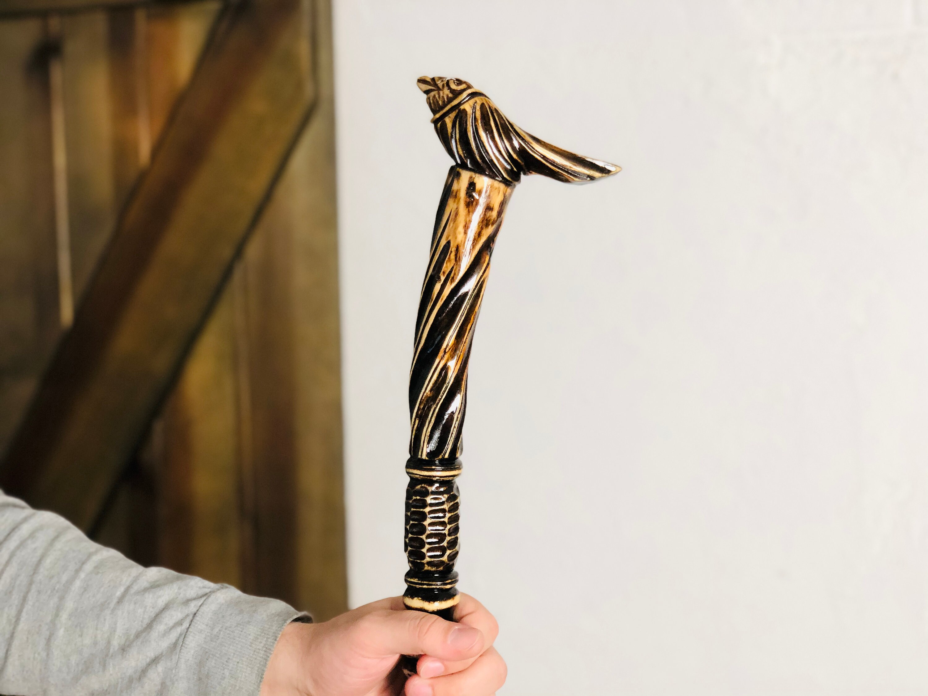 Hiking staff Wooden Staff Wooden hiking Stick Wood walking | Etsy