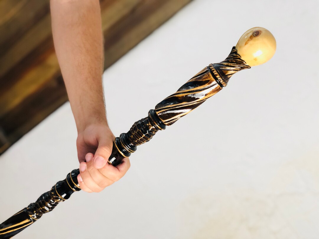 Handmade Wooden Hiking Staff: Carved Wizard Walking Stick (61 Inch) - Etsy