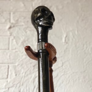 Carved Walking Cane Skull Black Walking Cane for Men Hand Carved ...