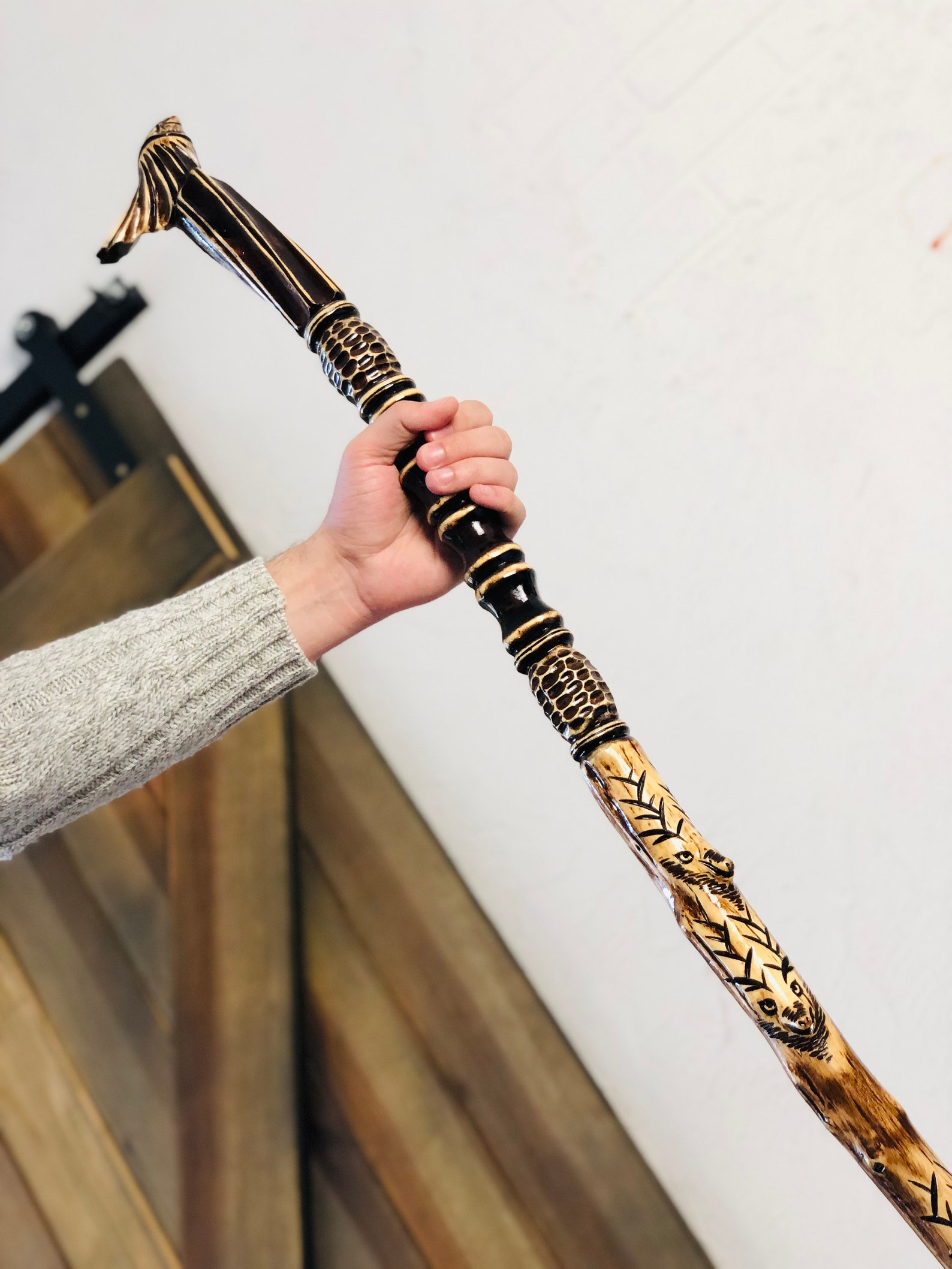 Forest Hiking Stick Bird Wizard Stick Wooden Staff Hand - Etsy