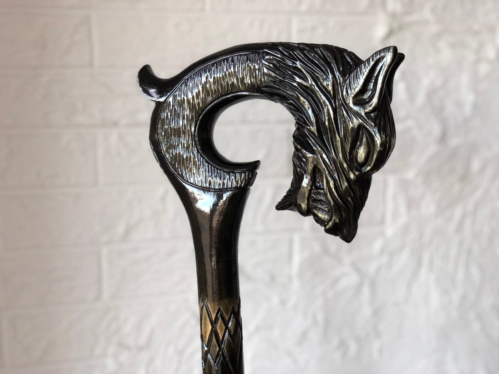 Walking Cane Wolf Black Walking Cane Wolf Canes and Walking - Etsy