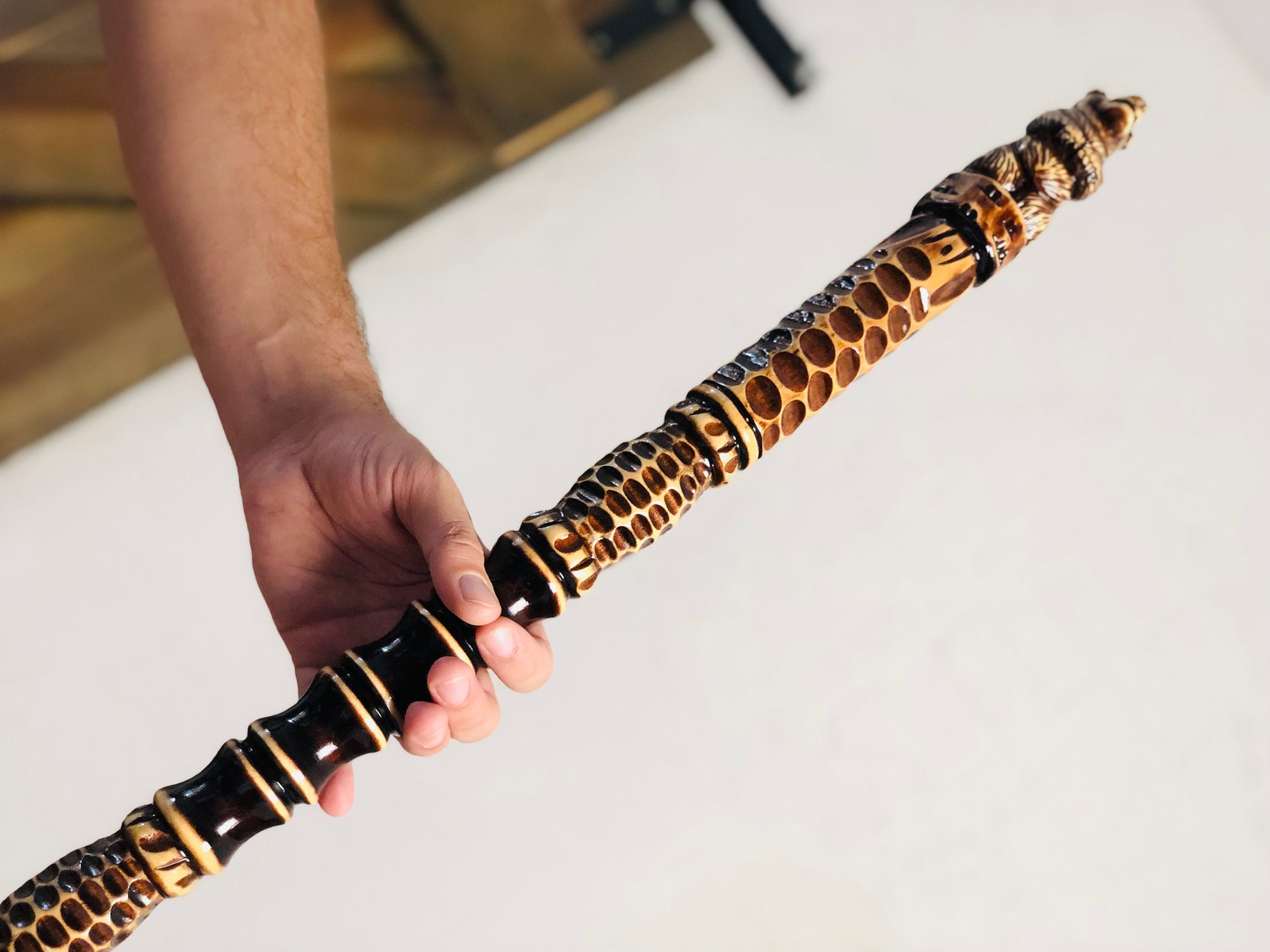 Wizard Staff Carved Hiking Staff Magic Druid Staff Fantasy - Etsy