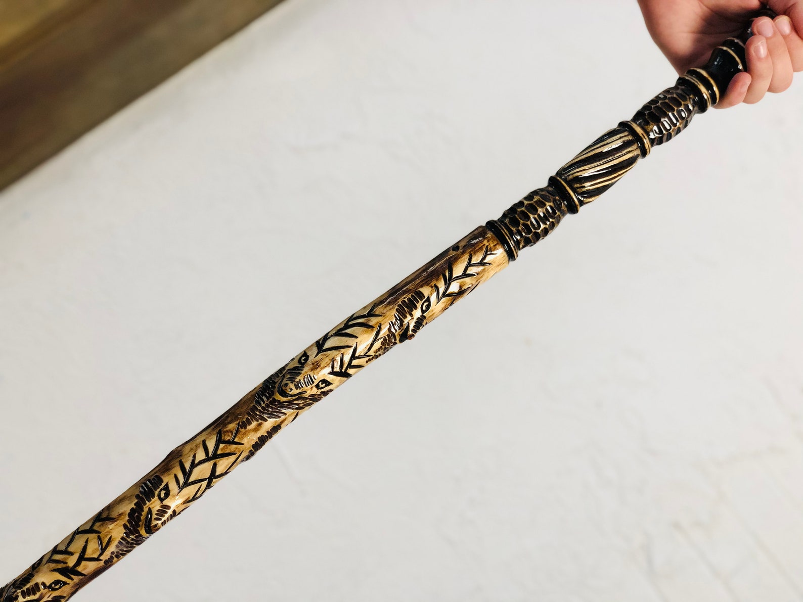 Mage staff wooden hiking stick wizard staff handmade | Etsy