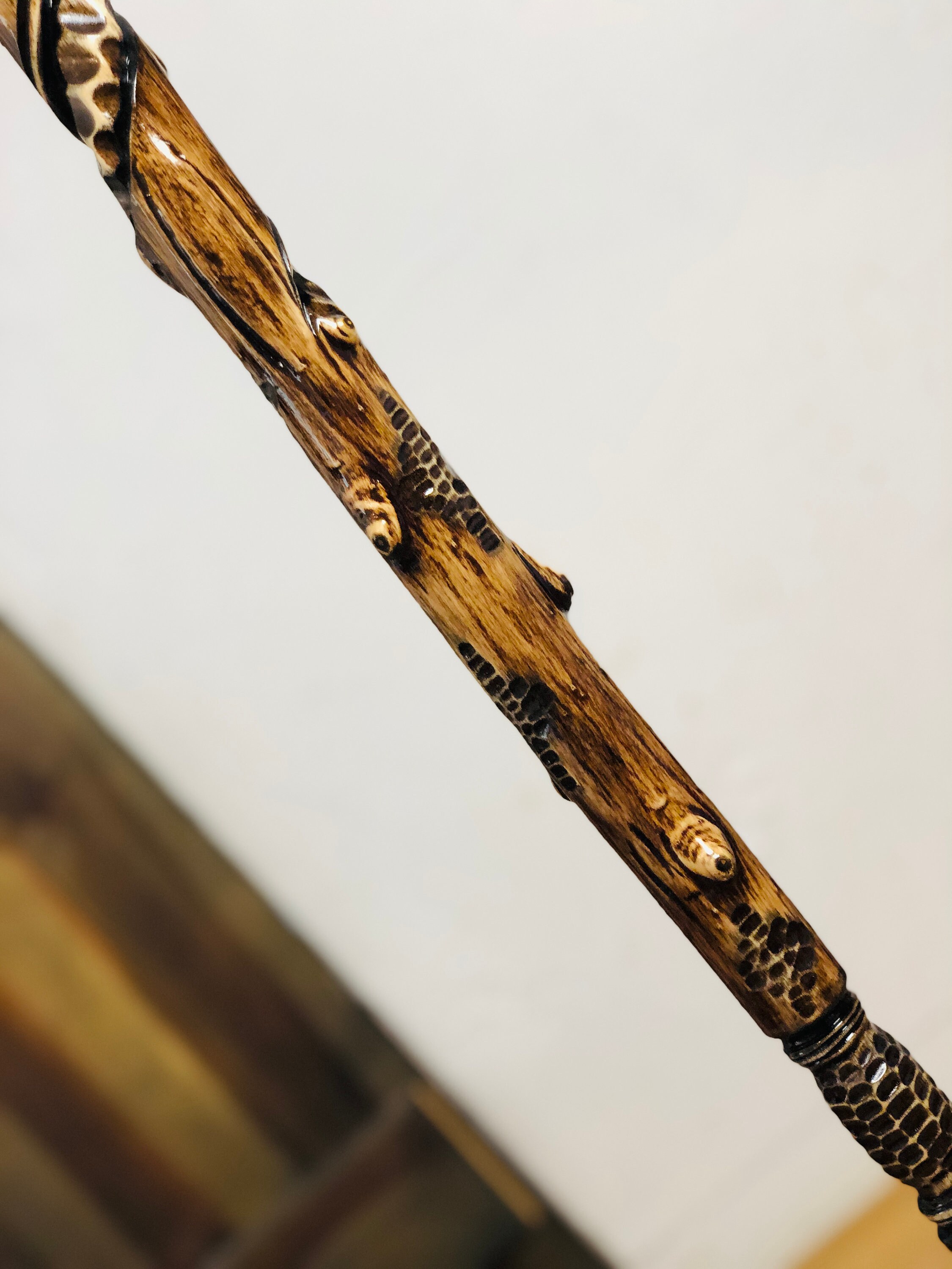 Hand carved hiking staff Wizard staff Mage staff Wooden | Etsy