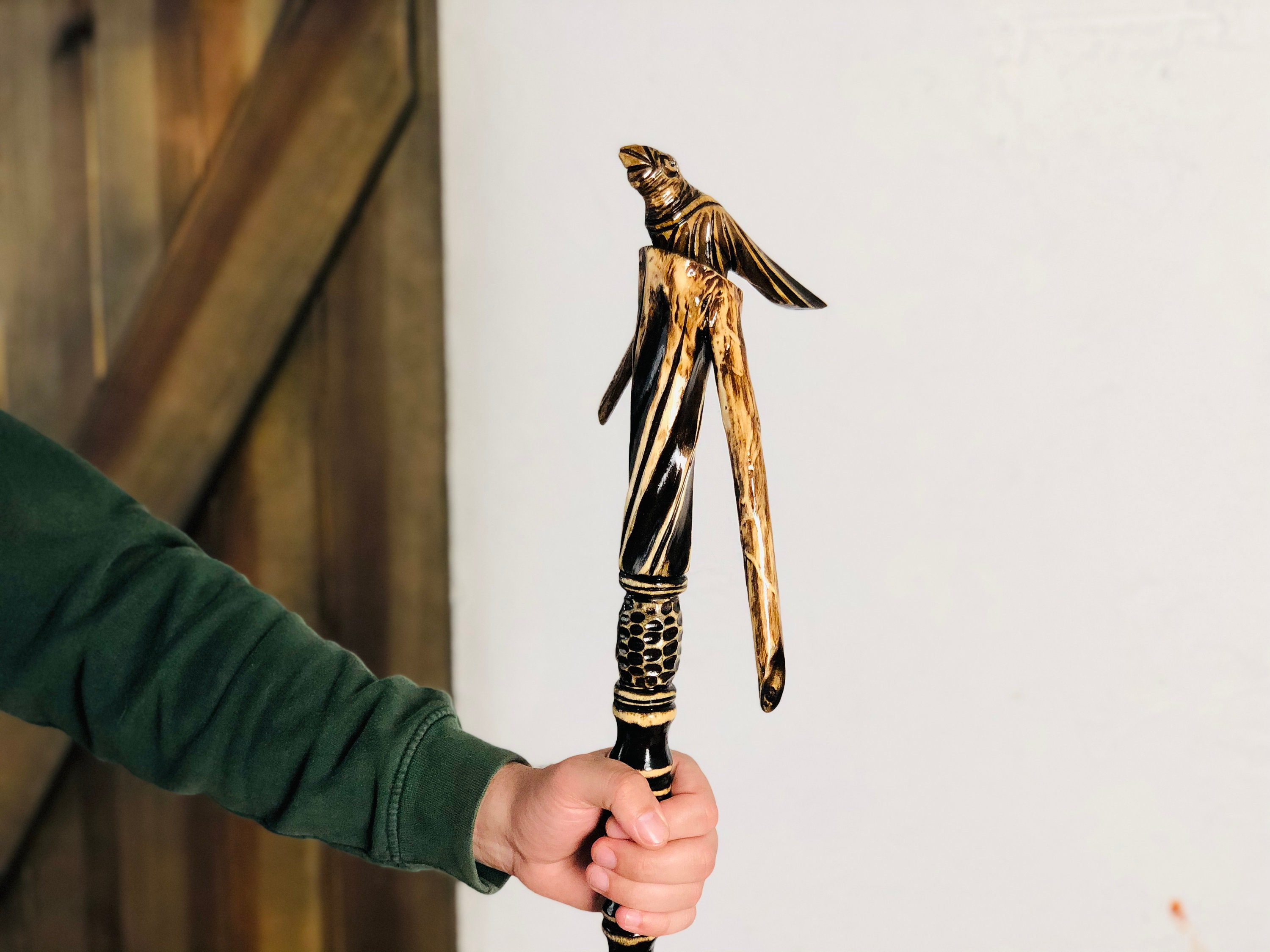 Wooden wizard staff Magic Druid Staff | Etsy