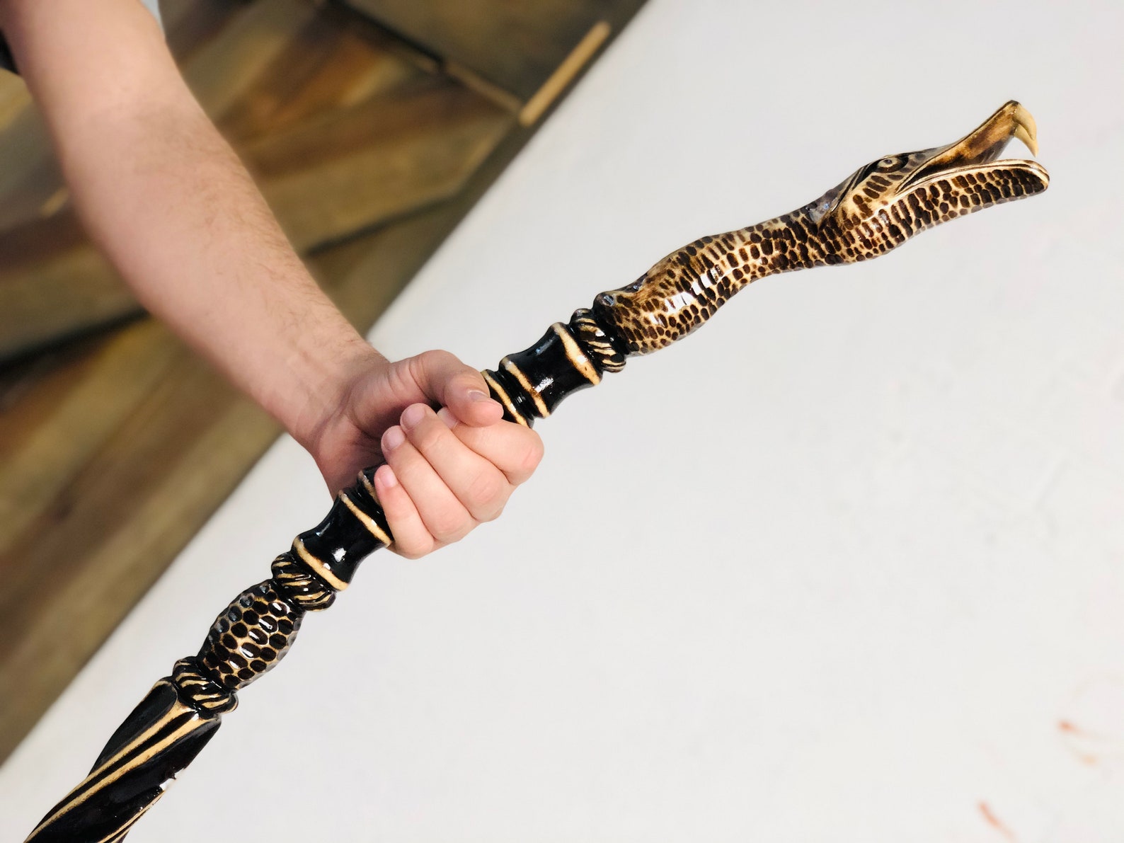 Wizard walking stick Wizard staff Wooden hiking staff Larp | Etsy