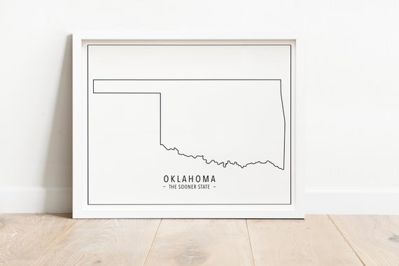 Oklahoma State Print Instant Download Oklahoma Outline - Etsy