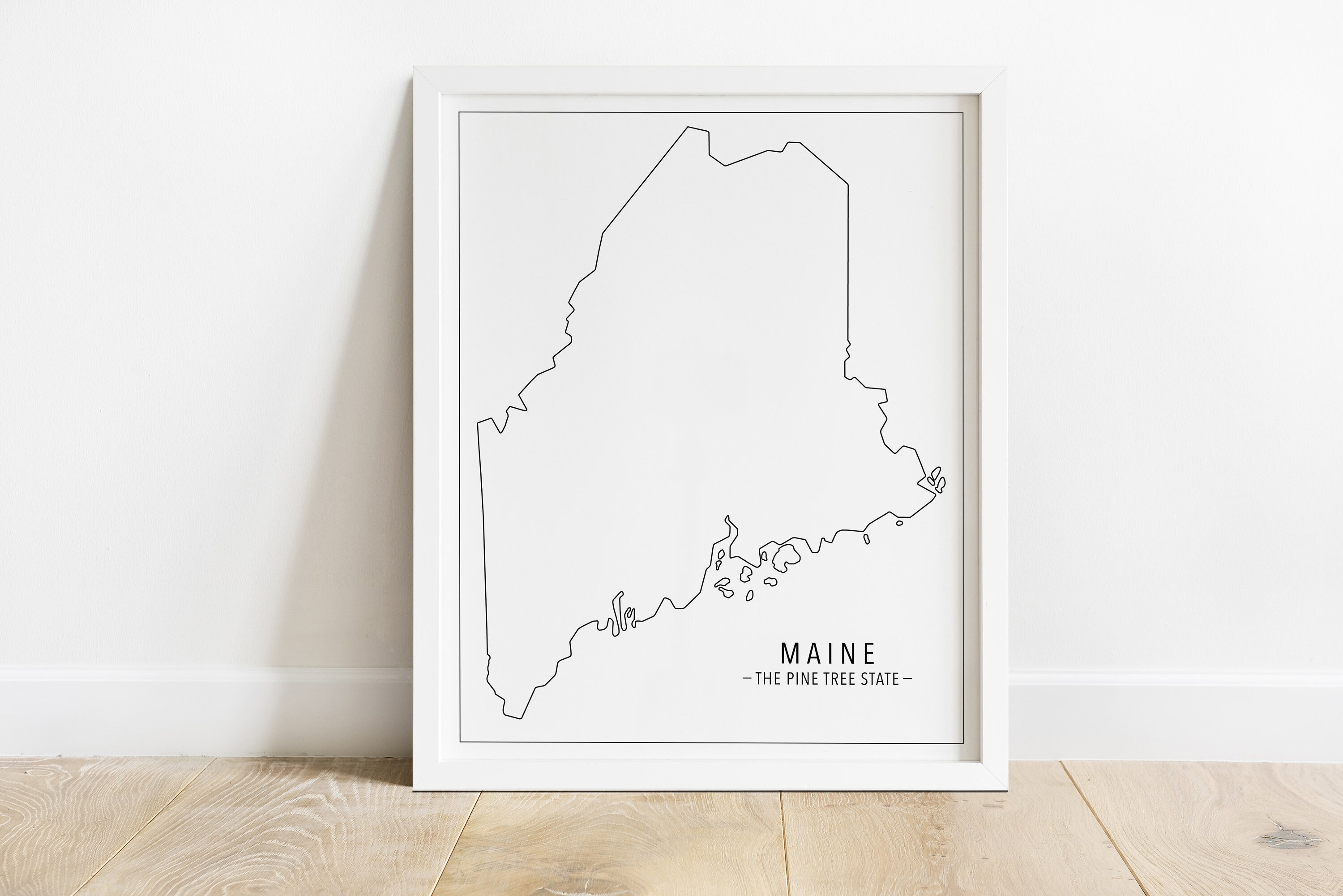 Maine State Print, Instant Download, Maine Outline, State Wall Art ...