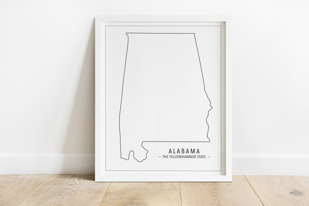 Alabama State Print, Instant Download, Alabama Outline, State Wall Art ...