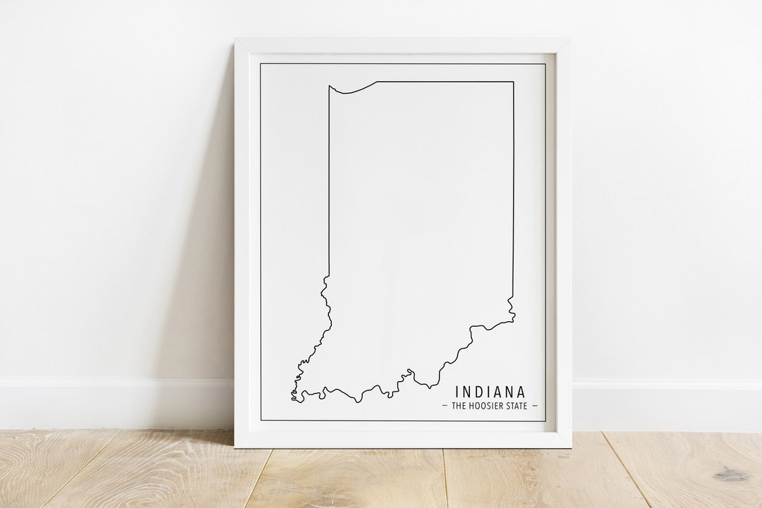 Indiana State Print, Instant Download, Indiana Outline, State Wall Art ...