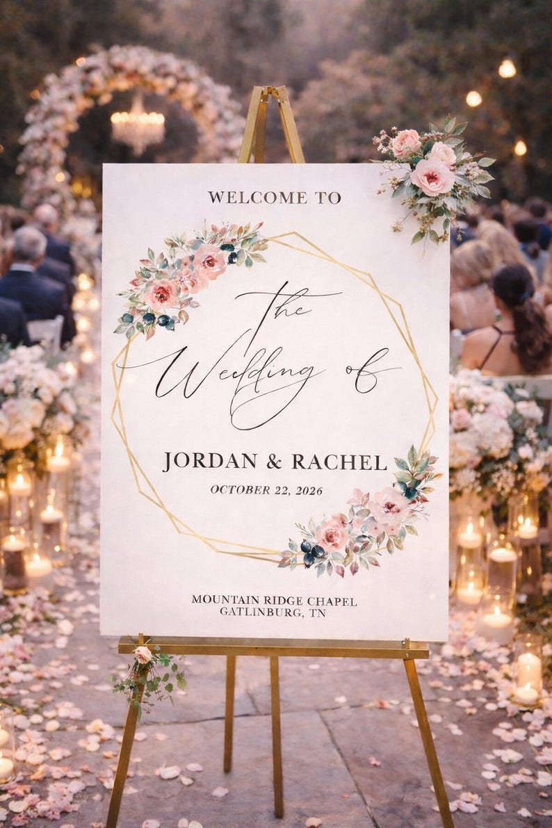 Editable Wedding Welcome Sign Template, Floral Wedding Welcome Sign ...