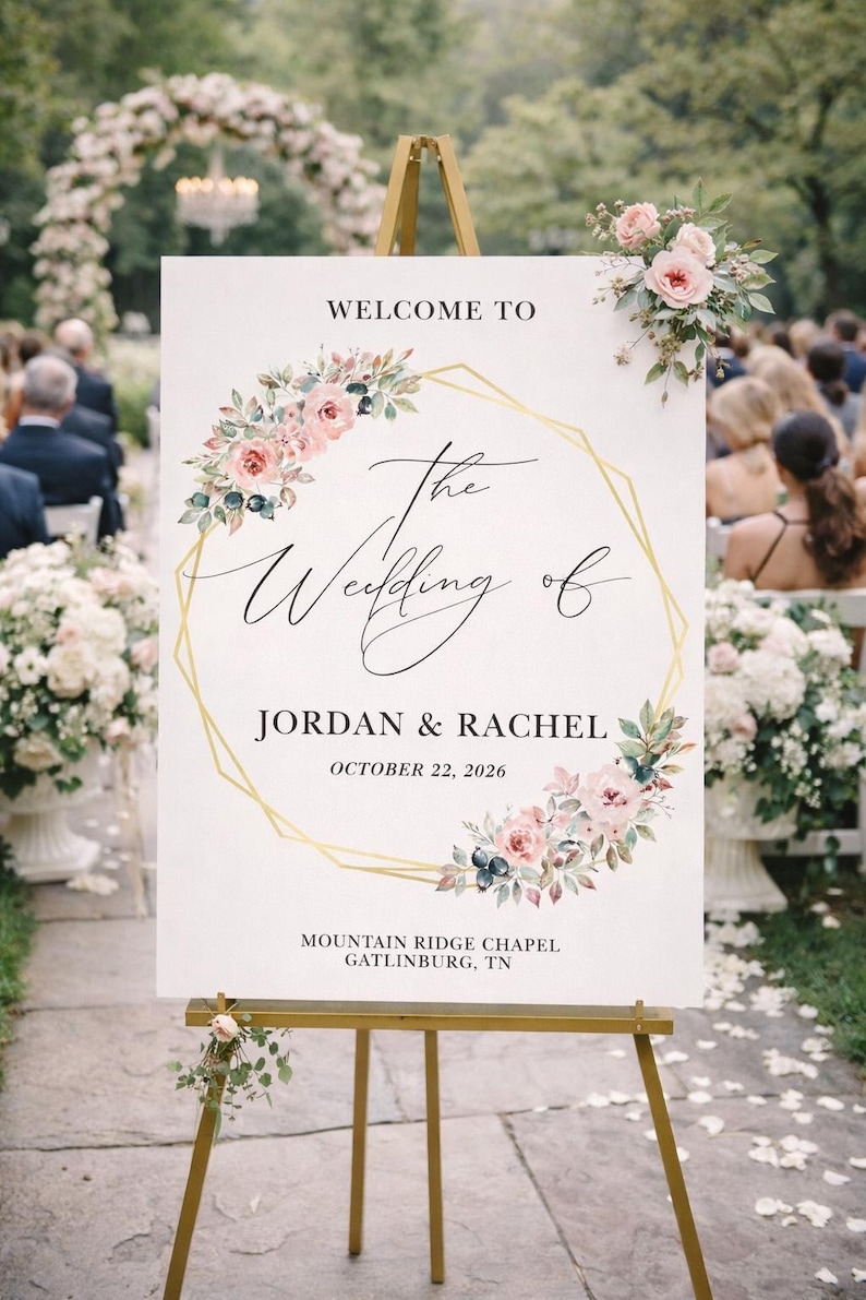 Editable Wedding Welcome Sign Template, Floral Wedding Welcome Sign ...