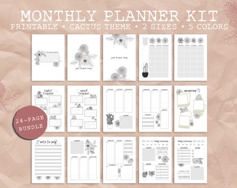 Journal Printable Planner Inserts Set Geometric Floral Undated Template ...