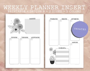 Weekly Undated Planner Printable Design A Cactus-floral - Etsy
