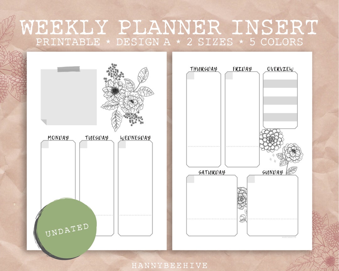Weekly Undated Planner Printable Design A Cactus-floral Theme Bullet ...