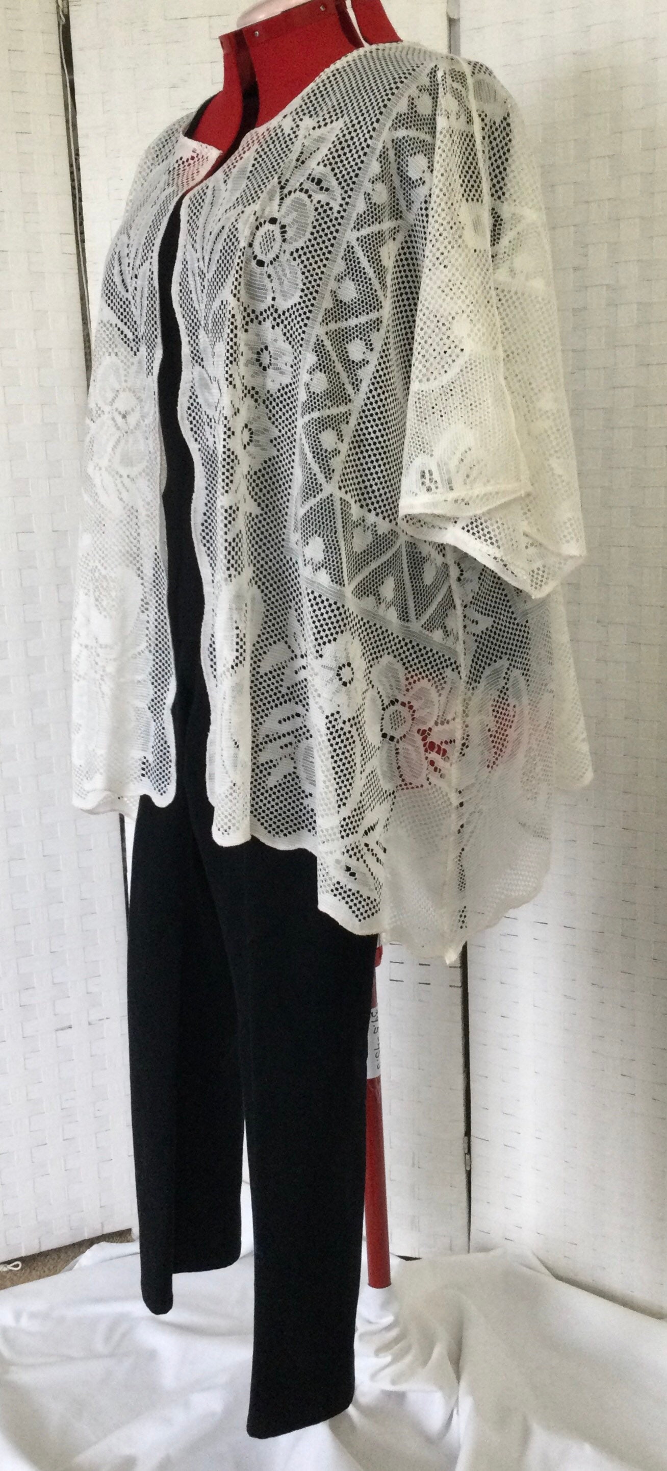 Lace Kimono, Repurposed Lace Tablecloth Coverup, Lace Layering Coverup ...