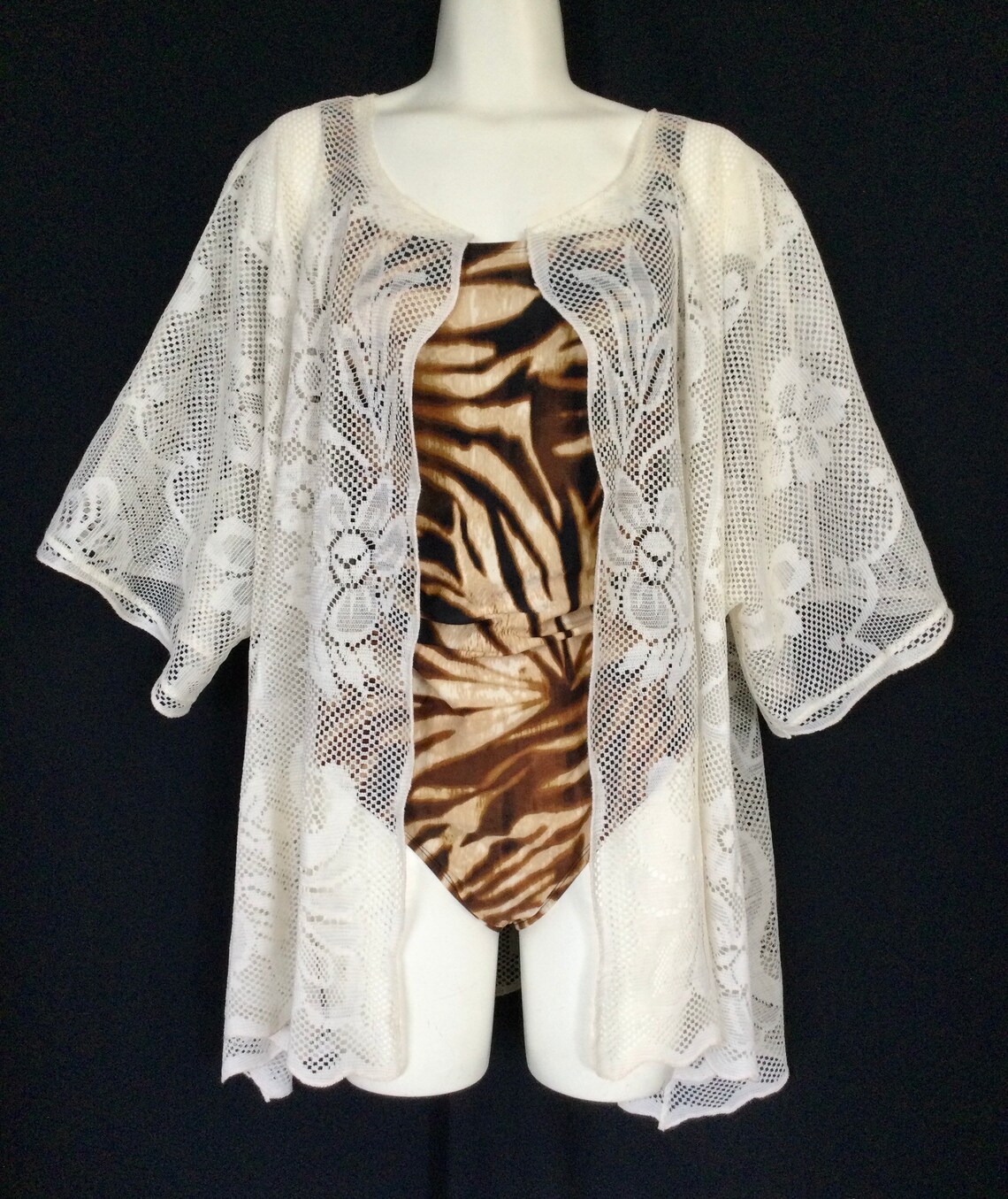 Lace Kimono Repurposed Lace Tablecloth Coverup Lace Layering | Etsy