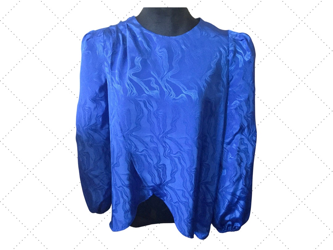 Feminine Blue Blouse, Retro Style Romantic Top, Classy Long Sleeve ...