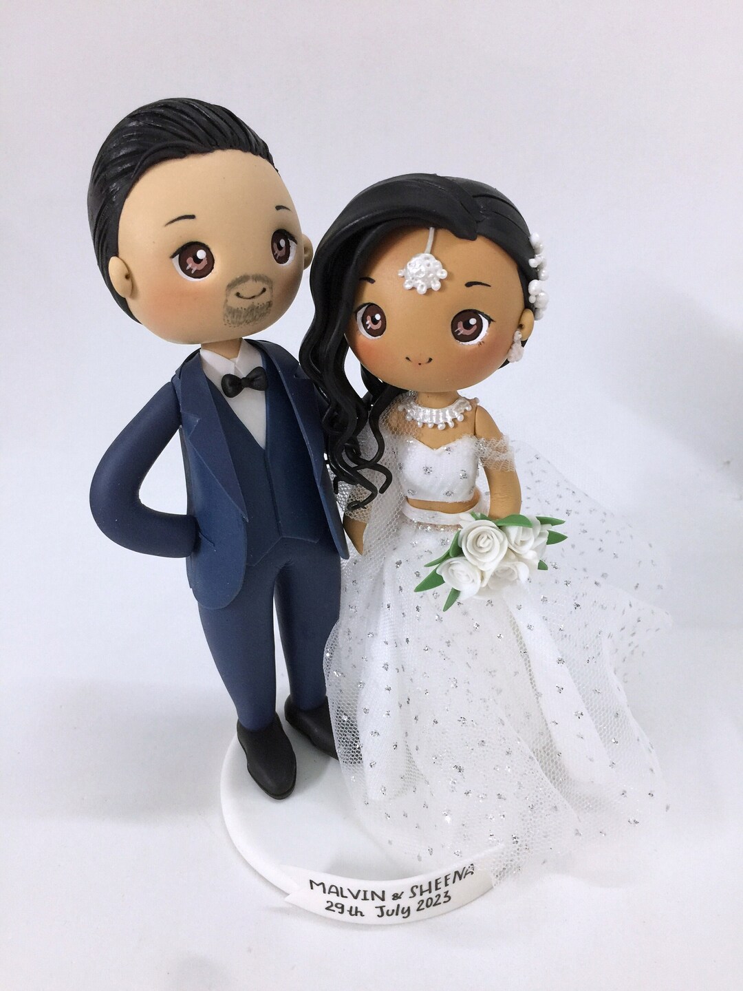 Saree Wedding Cake Topper, Mixed Race Couple Wedding Cake Topper ...