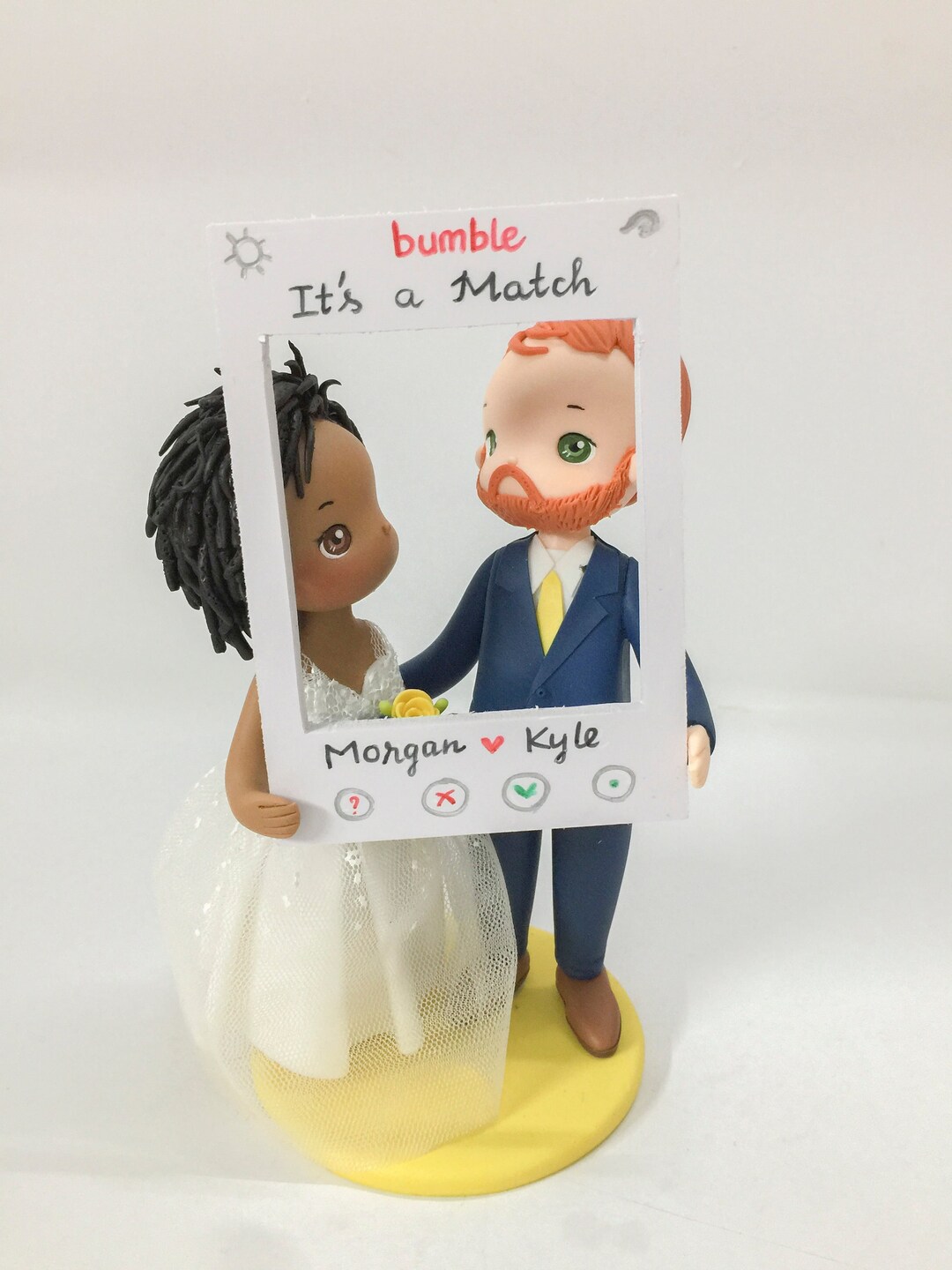 Handmade Bumble Wedding Cake Topper: Interracial Couple, Love Story - Etsy