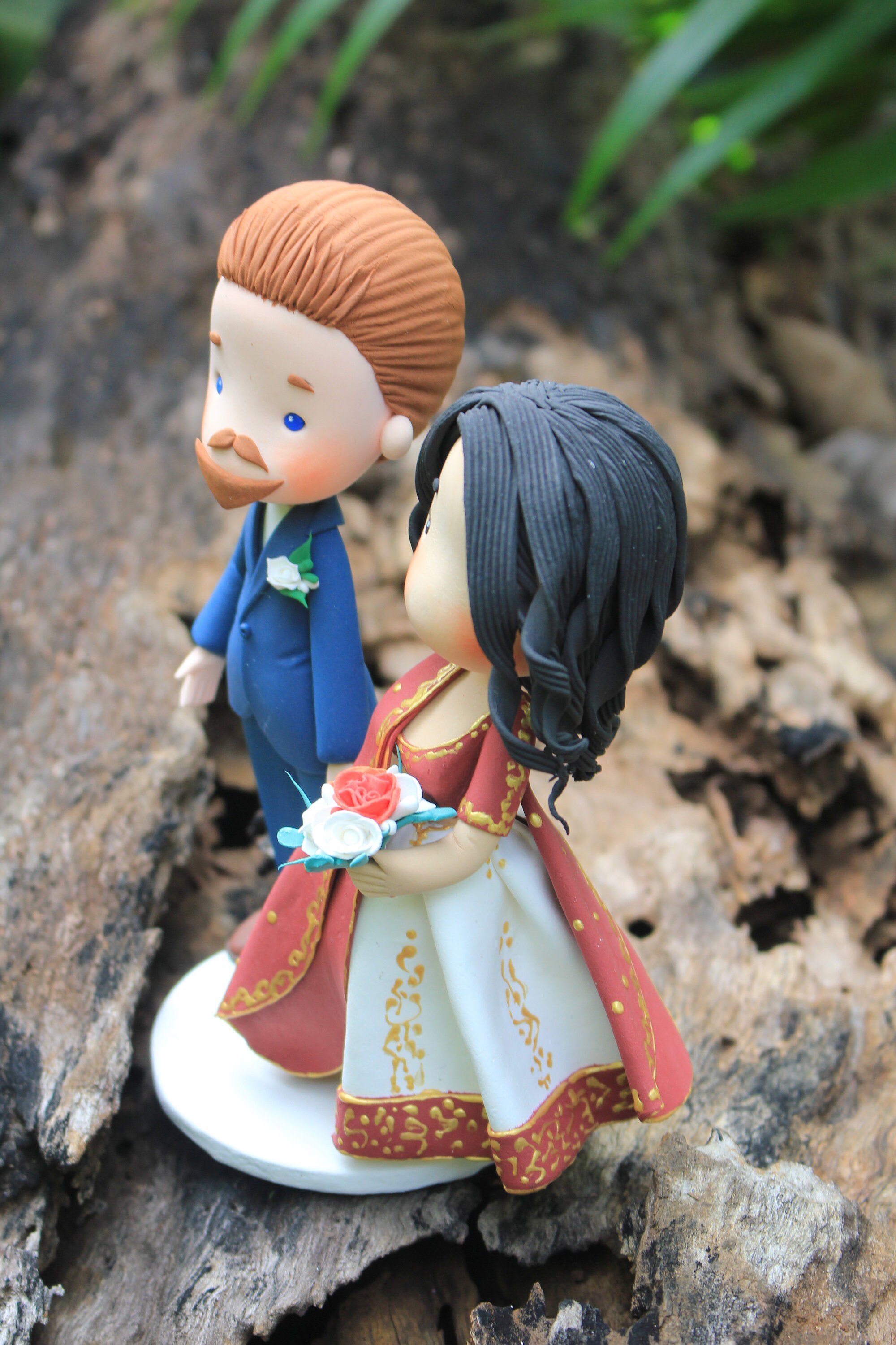 Indian wedding cake topper Indian bride and Canadian groom | Etsy