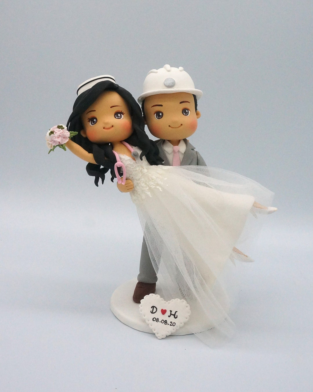 Custom Made Construction Workers Wedding Cake Topper, Nurse Wedding ...