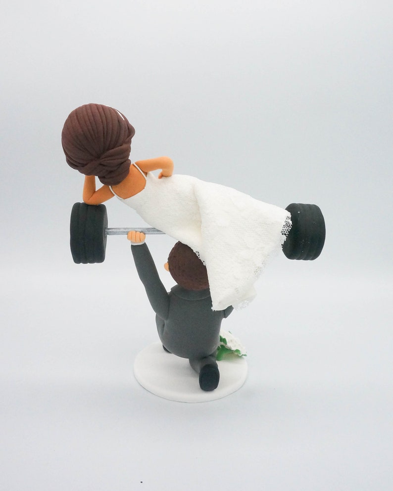 Weightlifting Wedding Cake Topper: Funny Gym Theme, Handmade Clay - Etsy