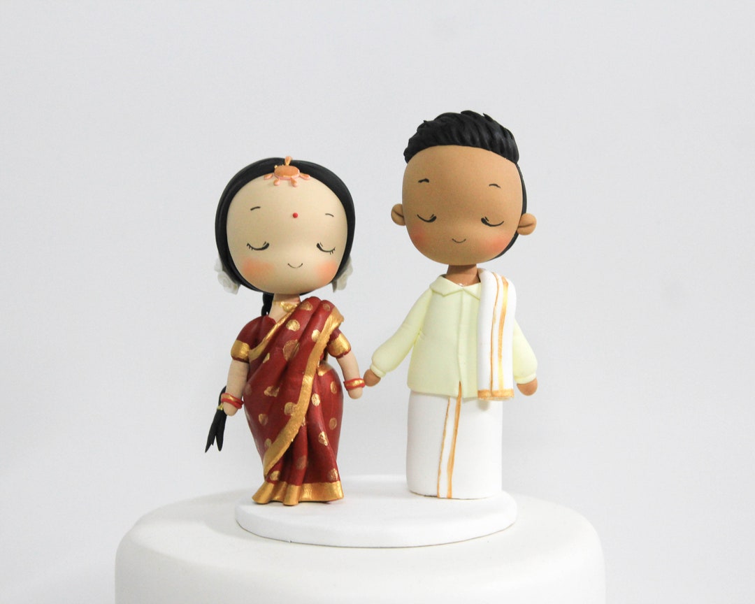 Indian Wedding Cake Topper, Sari Wedding Topper, Custom Wedding Gift ...