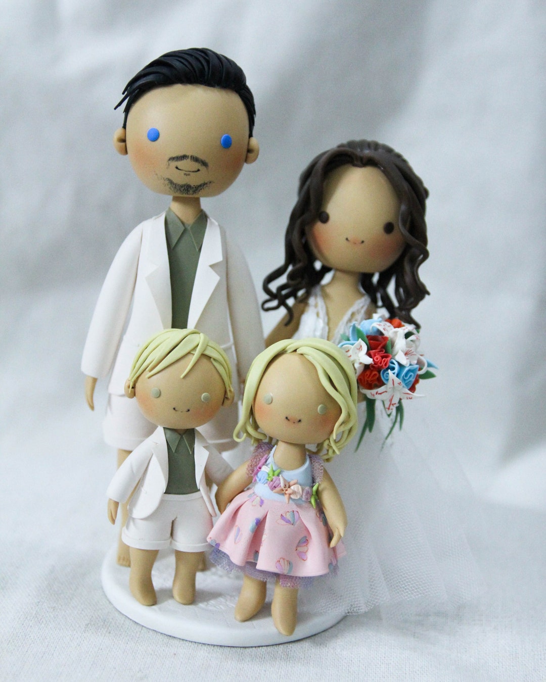 Family Cake Topper With Kids, Family Wedding Cake Toppers, Cake Topper ...