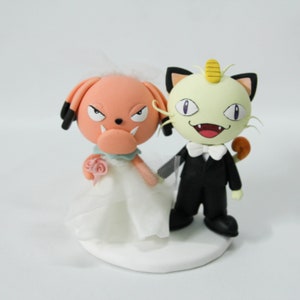 Pokemon Wedding Cake Topper, Snubbull and Meowth Wedding Cake Topper ...
